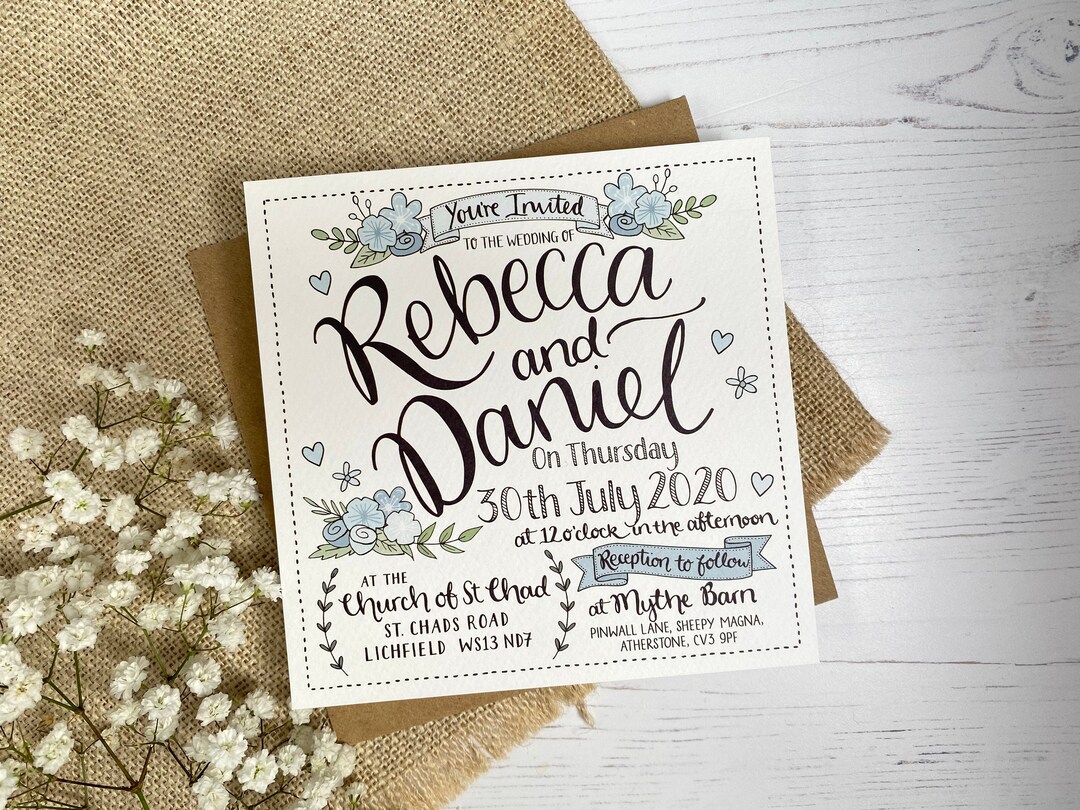 Hand Lettered Wedding Invitation - Etsy