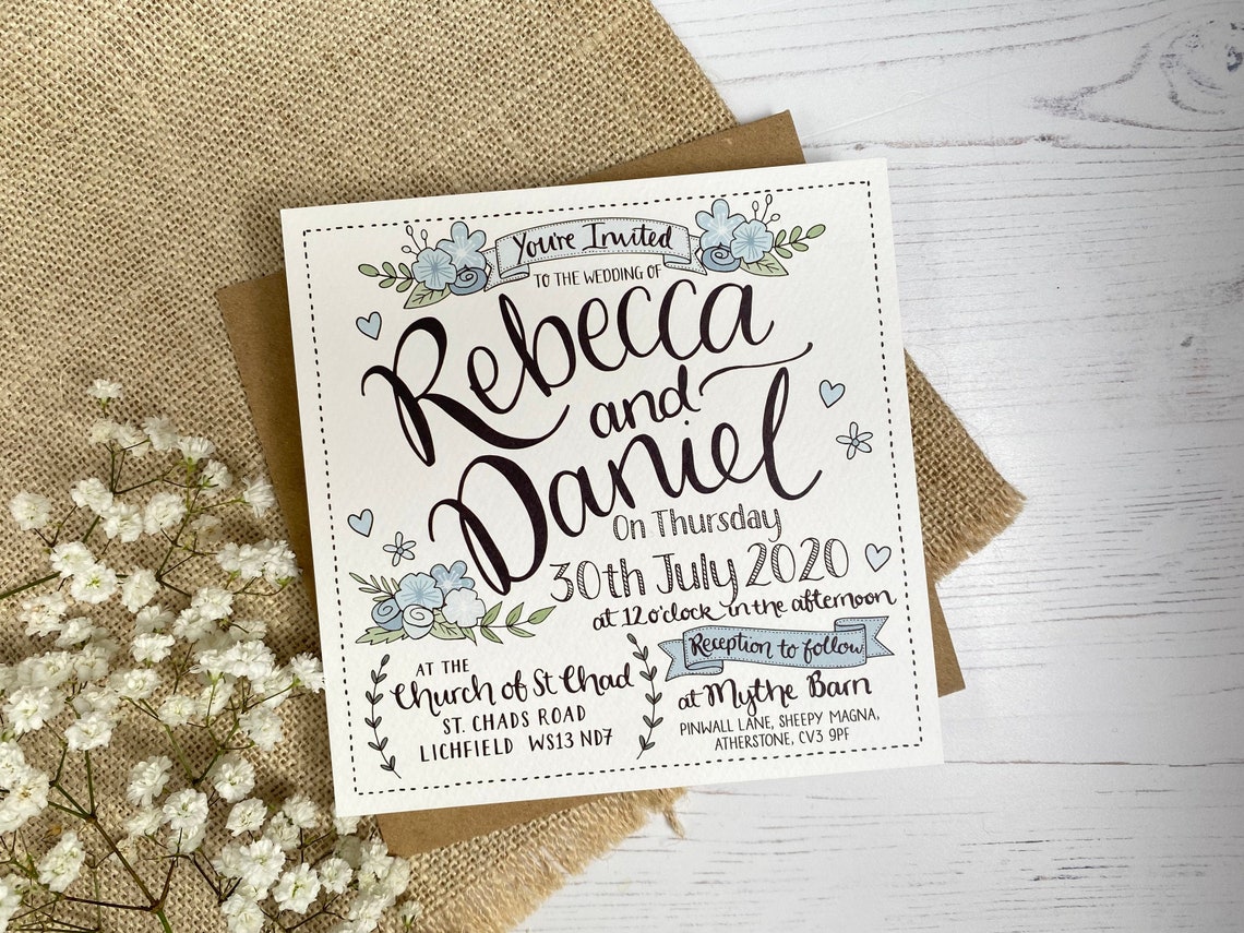 Hand Lettered Wedding Invitation - Etsy
