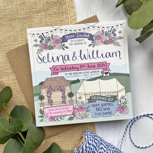 Marquee Wedding Invitation, Hand Drawn Illustration - Etsy UK