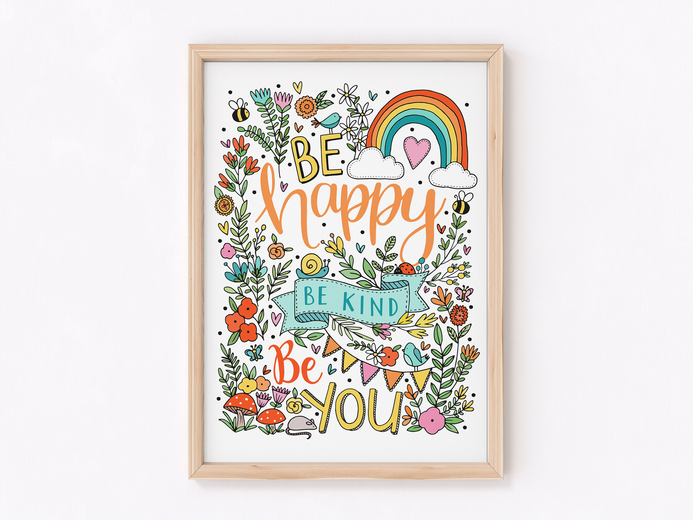 Be Happy - A4 Print - Hand Drawn - Etsy UK