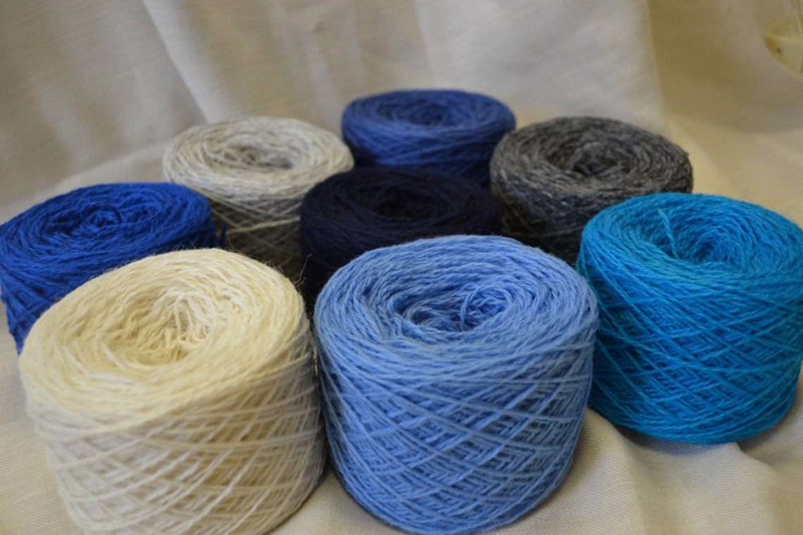 DENIM Collection of Colors, 100% Quality PURE Lambswool Yarn, 8x50g ...