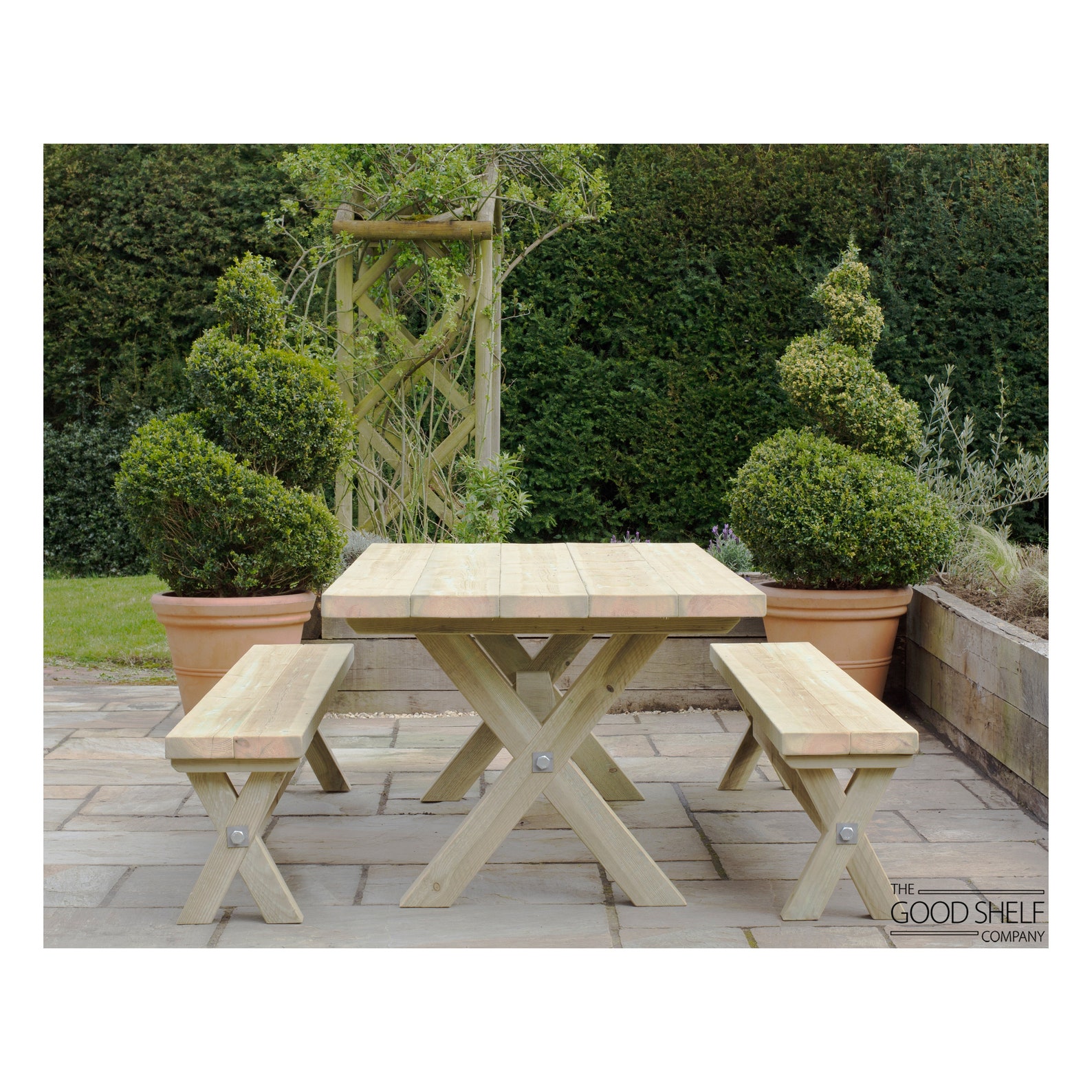 Garden Outdoor Patio Terrace X Frame Dining Table - Etsy UK