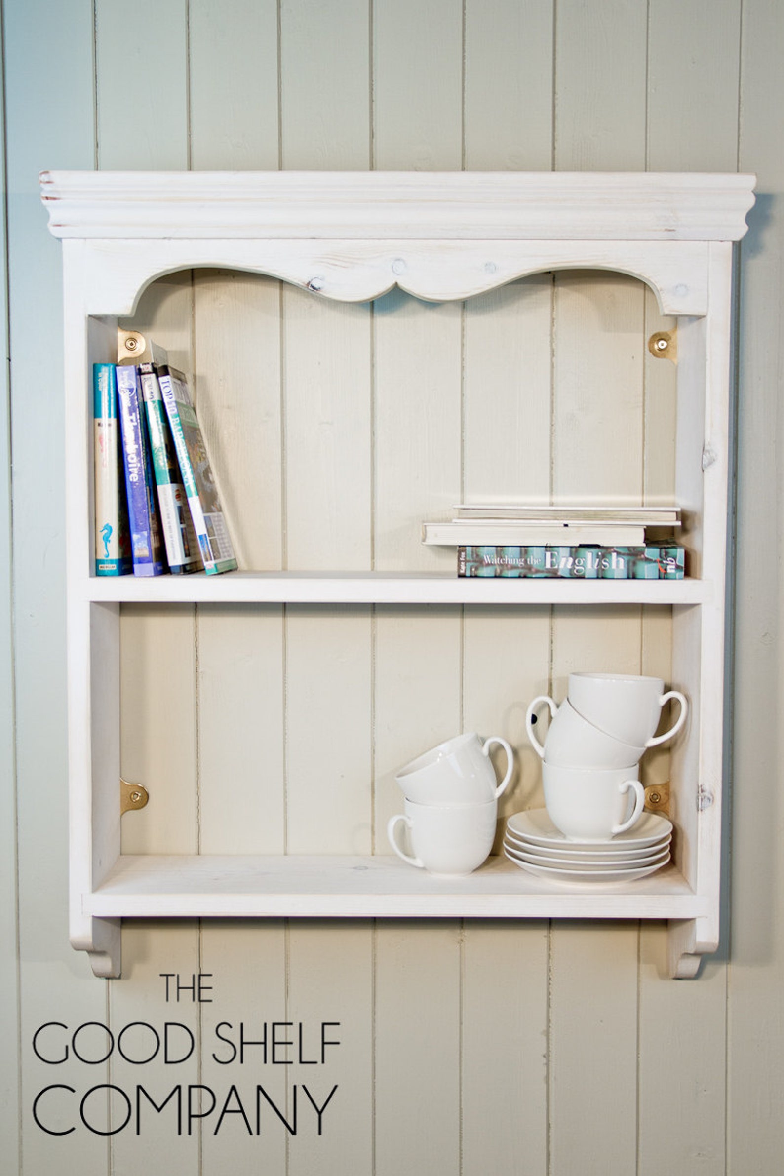 Cottage Wall Shelf Bookcase Kitchen Spice Rack Solid Wood | Etsy