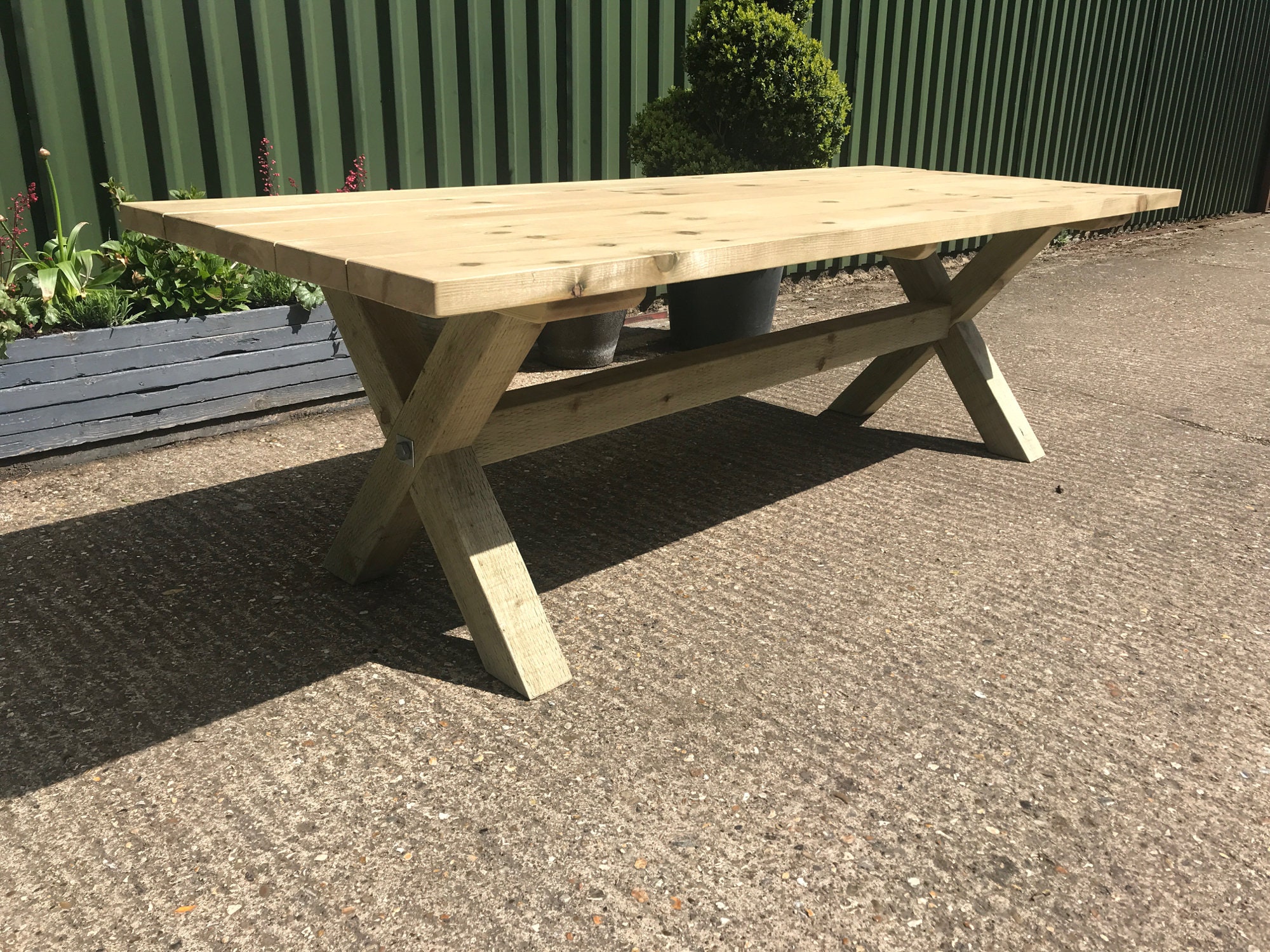 Garden Outdoor Patio Terrace X Frame Dining Table - Etsy UK