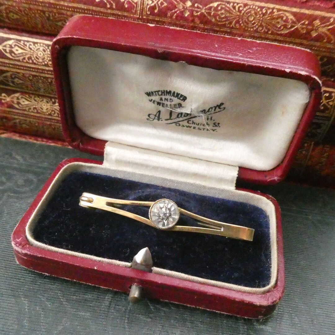 Antique Deco Collar Stock Pin, 1920s Diamond Paste Equesterian Tie Bar ...