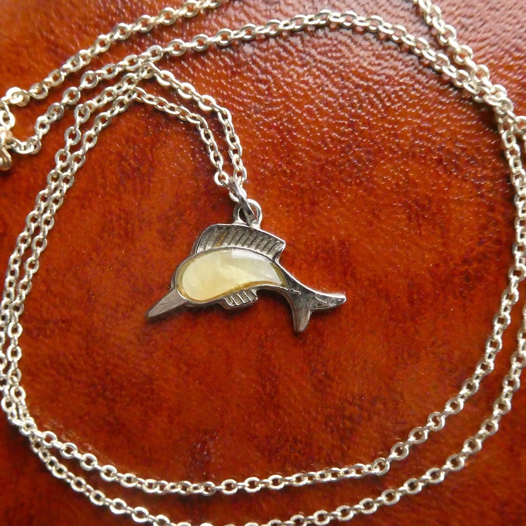 Vintage Swordfish Pendant Charm Abalone Inlay Fish Nautical Beach ...