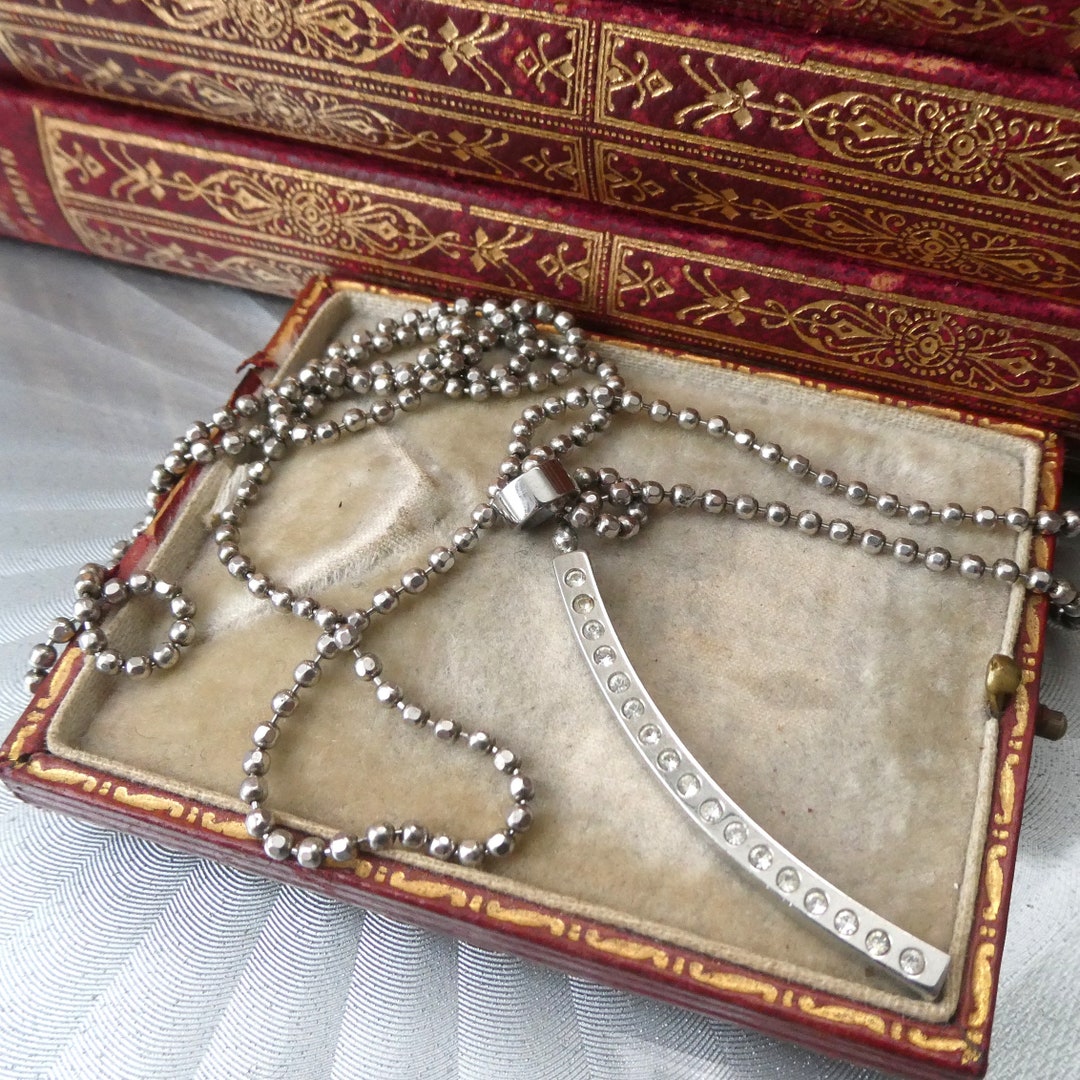 Vintage Swatch Y Chain Necklace Long Ball Chain W Diamante - Etsy
