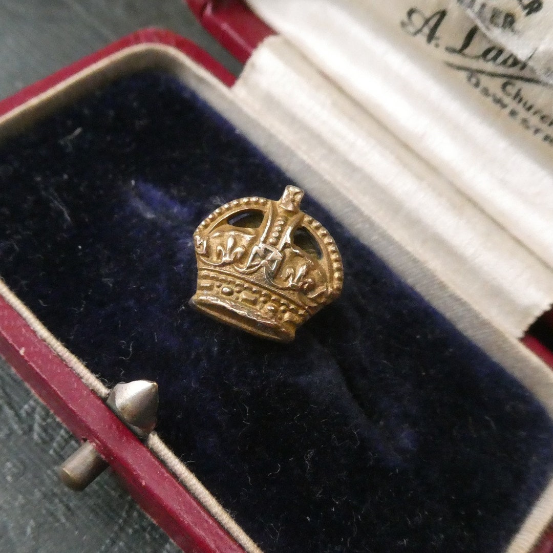 Antique King's Crown Pip Badge, World War I British Military Uniform ...