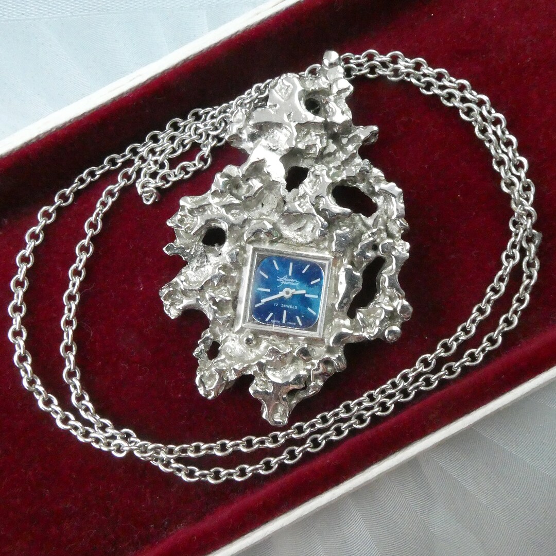 1970s Brutalist Watch Pendant Working Swiss Lucien Favraud 17 Jewels ...