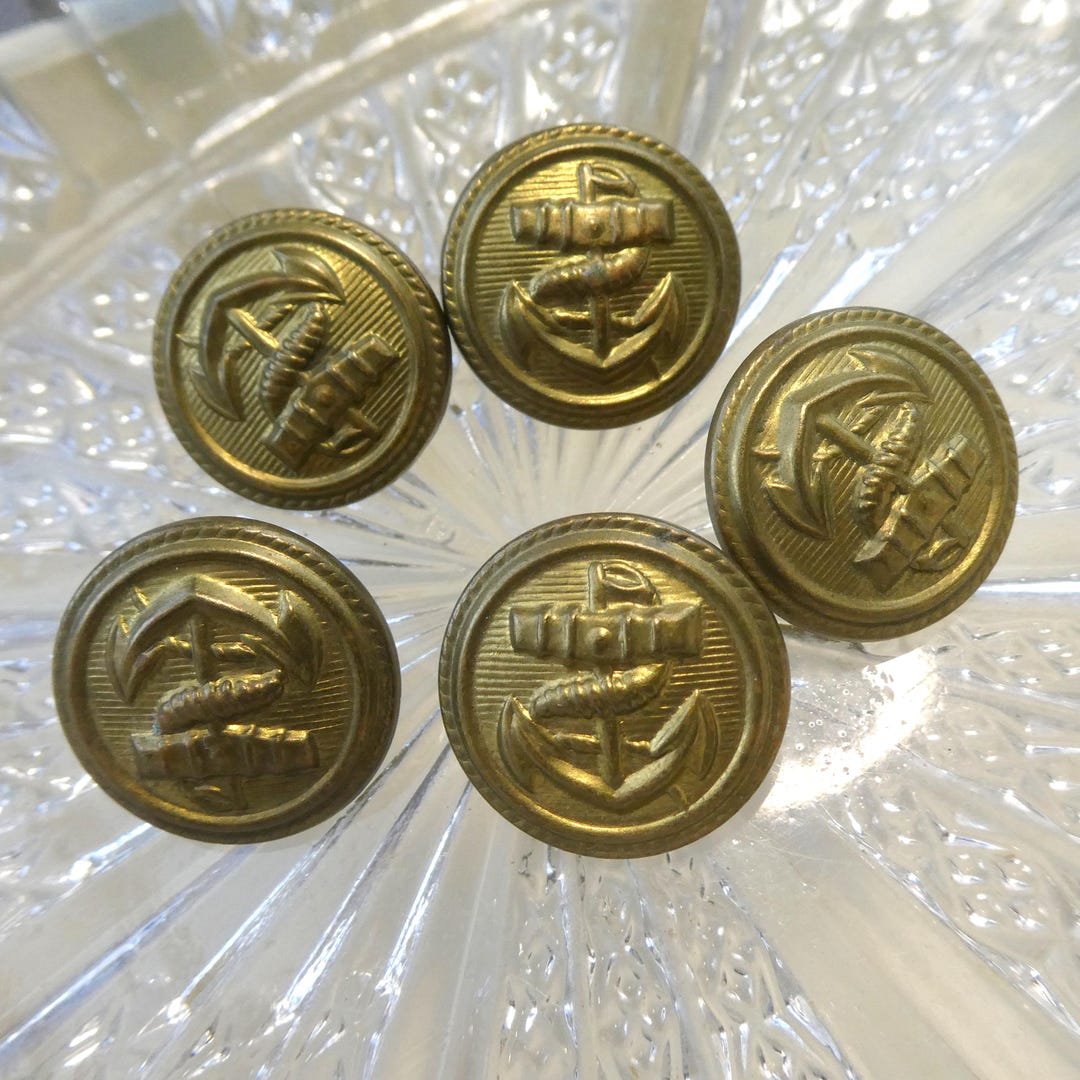 5 Vintage Ship's Anchor Buttons British Merchant Navy Button Set - Etsy