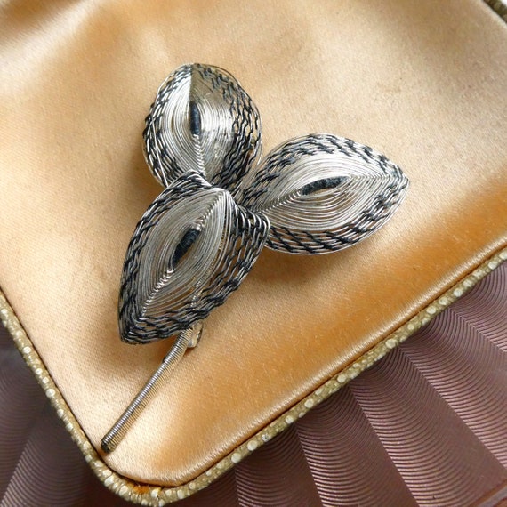 Vintage 1970s Wrapped Wire Brooch, Spun Wirework West… - Gem