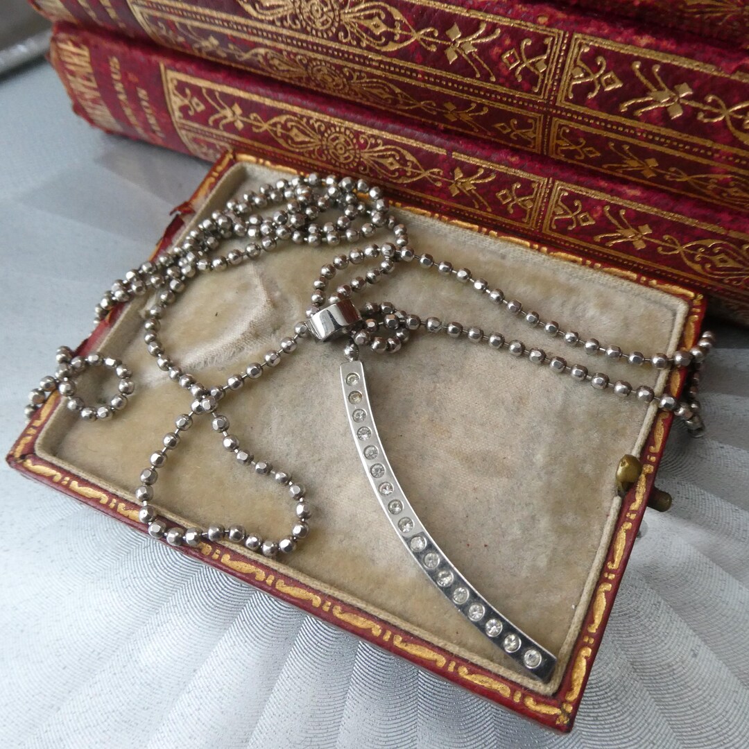 Minimalist Swatch Chain Necklace Vintage Diamante Slider Pendant - Etsy