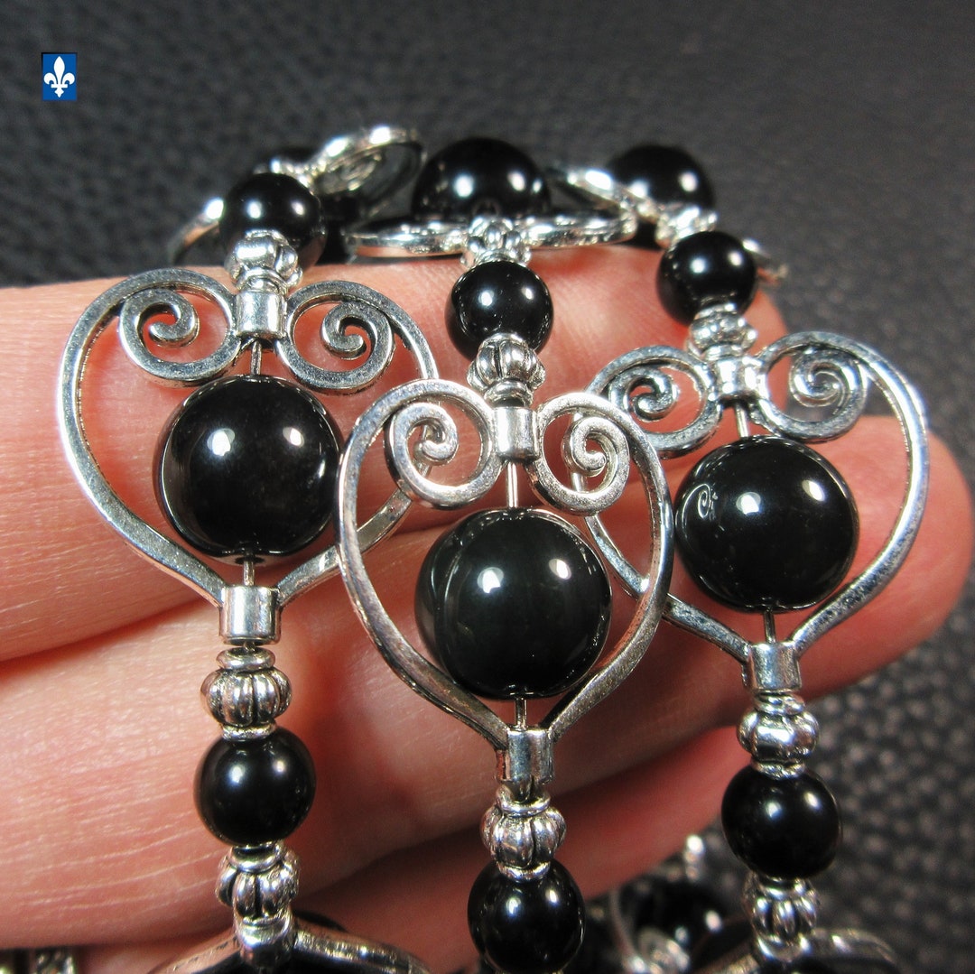 Splendid Celestial Obsidian & Plated Silver Wrap Around Bracelet - Etsy