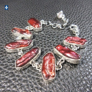 Fantastic Natural Hazelnut Biwa Pearl & Plated Silver Bracelet - Etsy