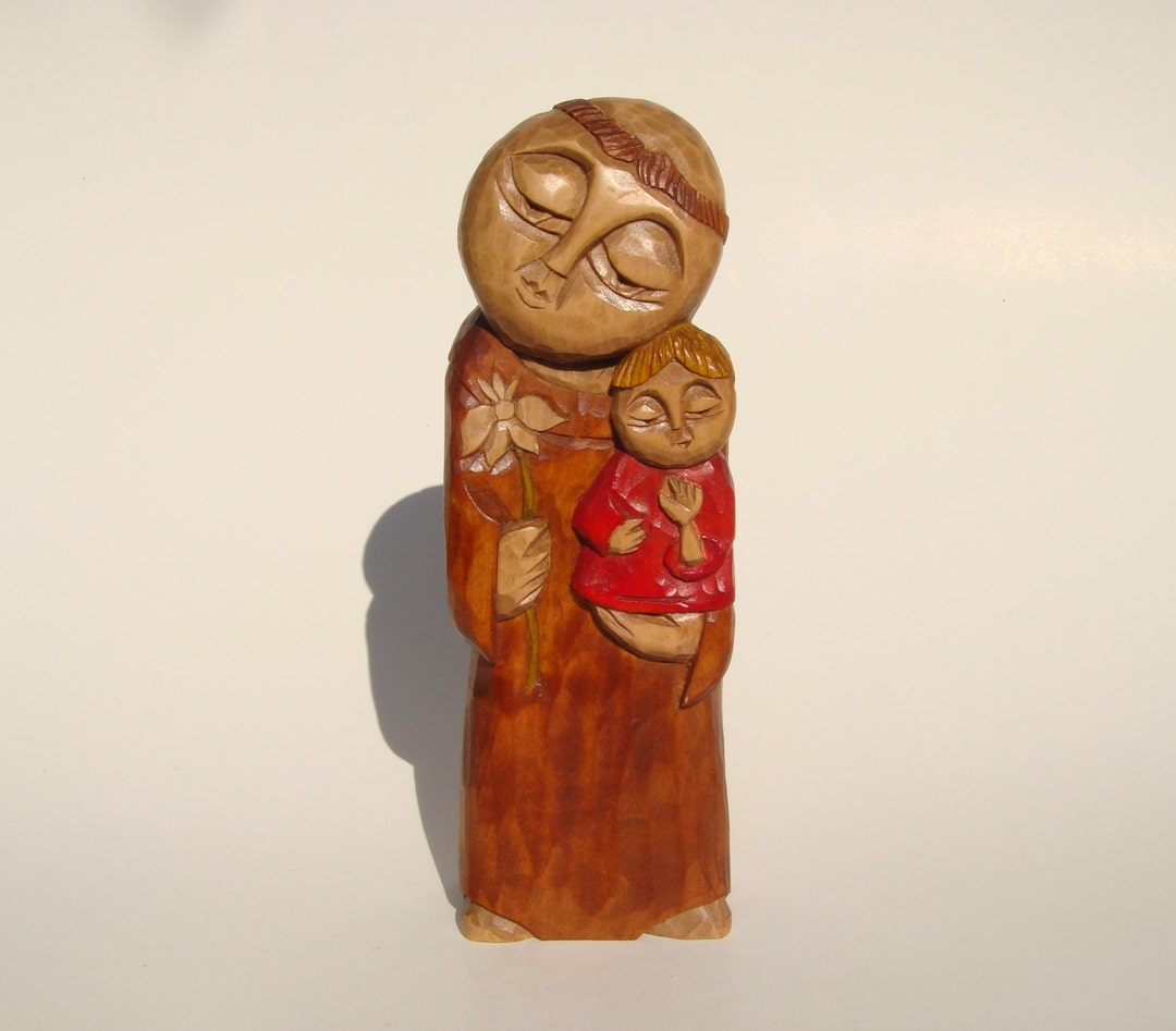 SAINT ANTHONY Handcrafted Wooden Sculpture - Etsy
