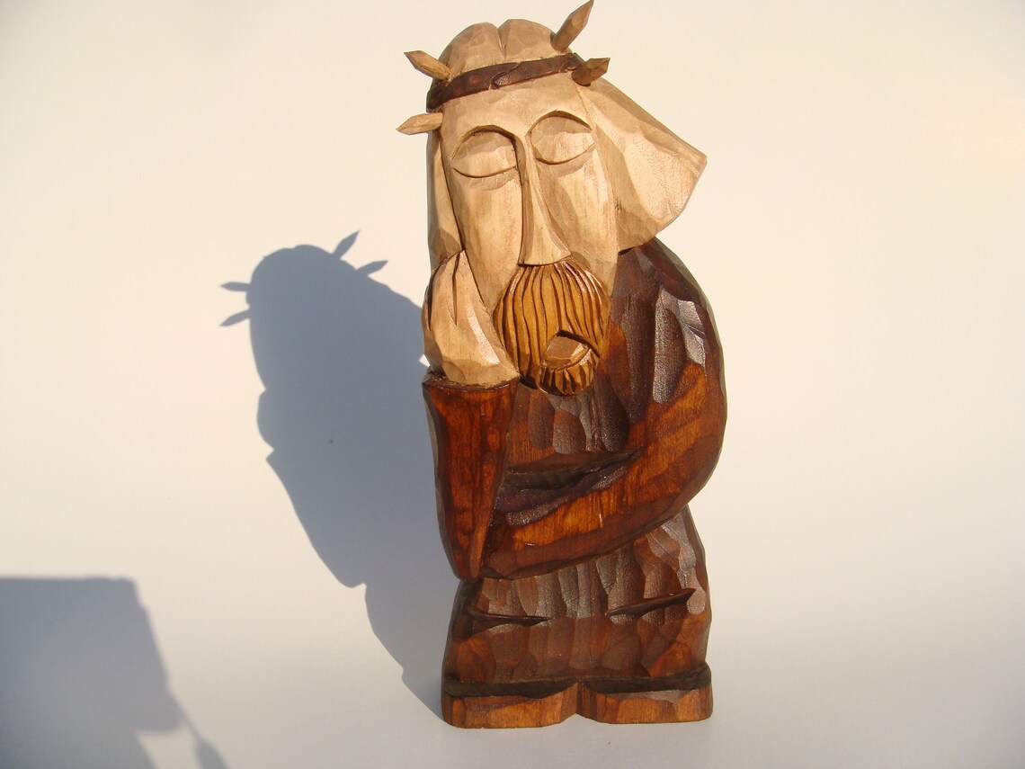 PENSIVE JESUS CHRIST Handcrafted Wooden Sculpture - Etsy