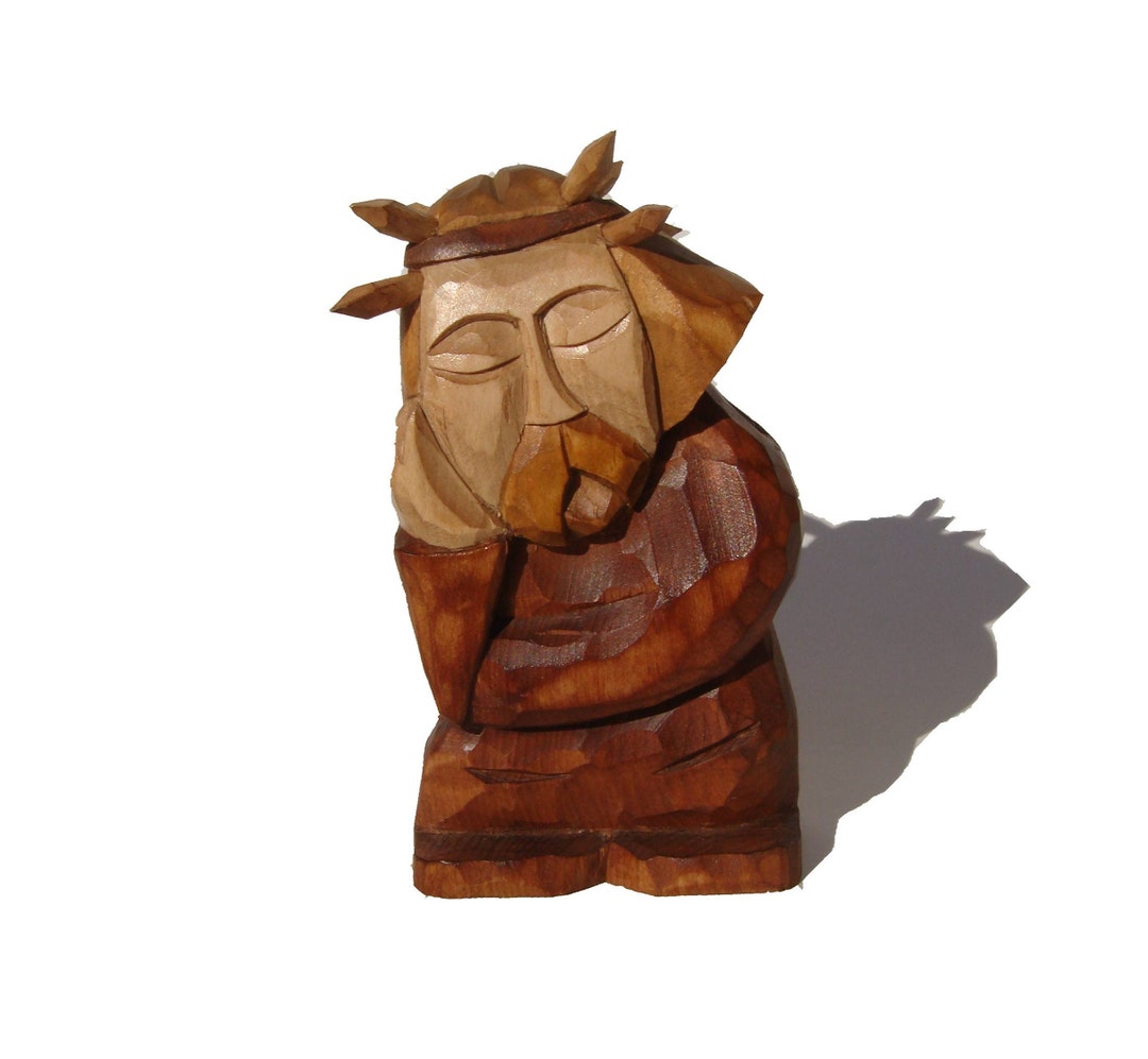 PENSIVE JESUS CHRIST Handcrafted Wooden Sculpture - Etsy
