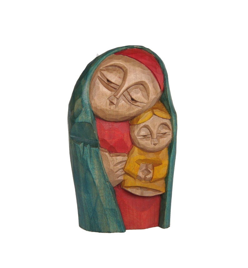 VIRGIN MARY With Jesus Handcrafted Wooden Sculpture - Etsy