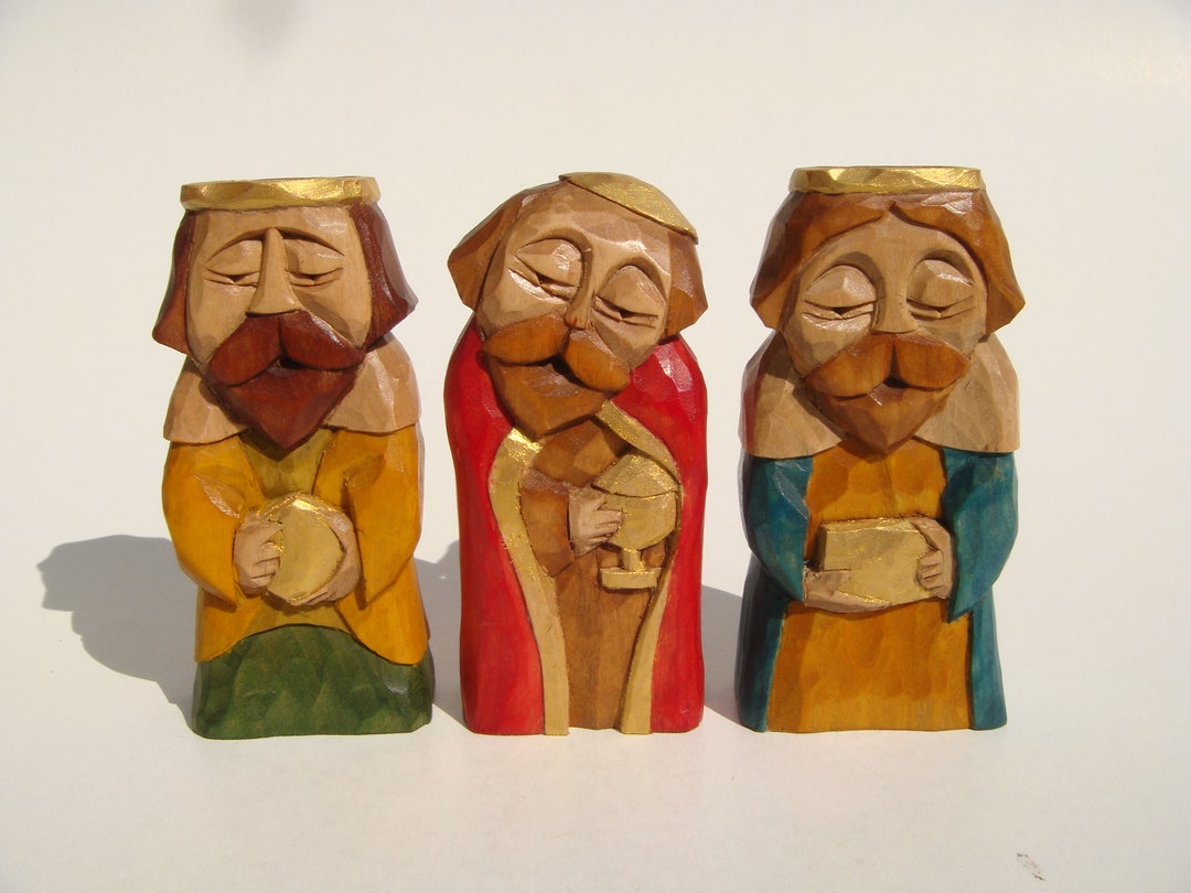 Figures THREE KINGS -handcrafted Wooden Sculptures - Etsy