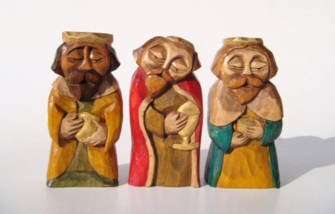 Figures THREE KINGS handcrafted Wooden Skulptures - Etsy