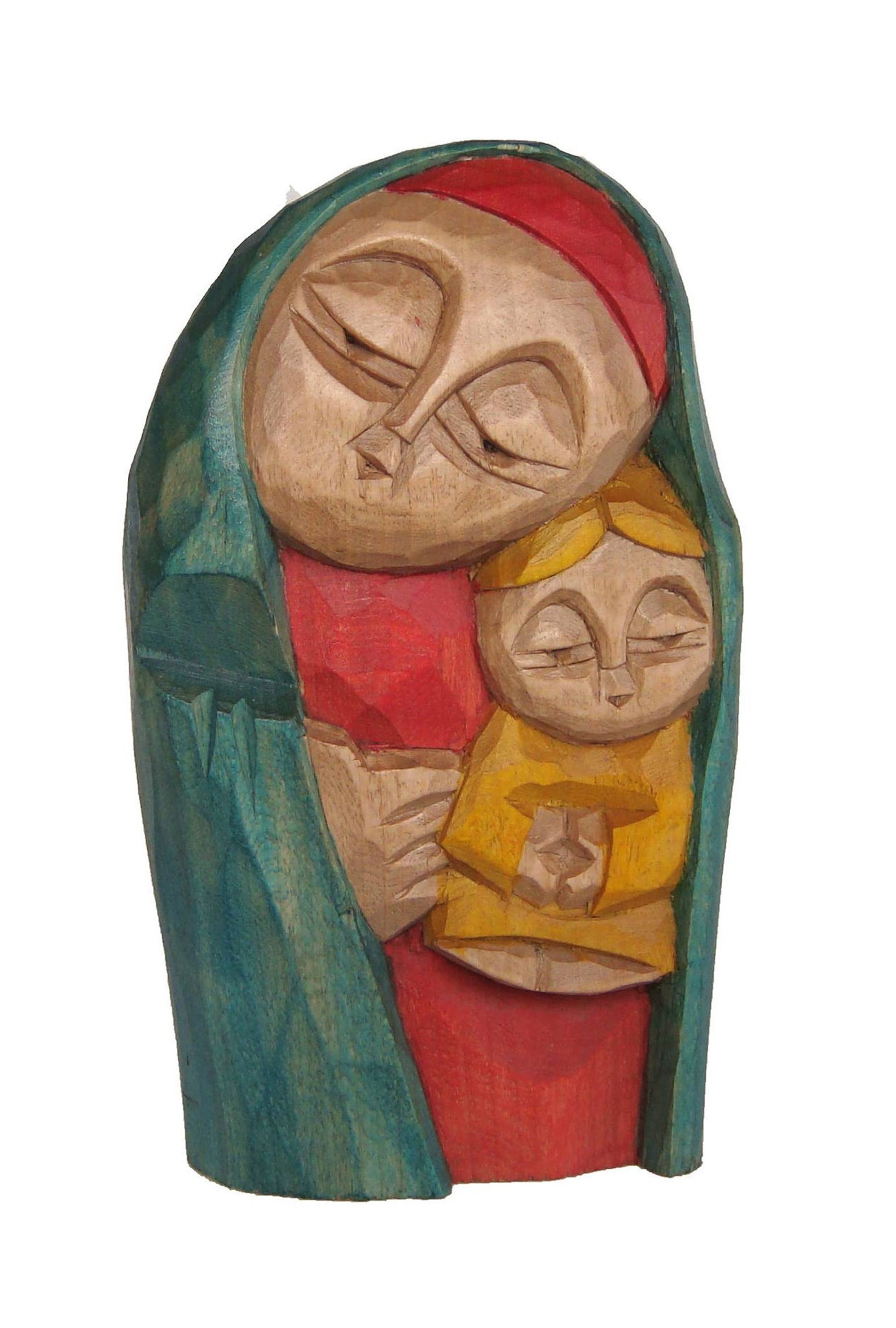 VIRGIN MARY With Jesus - Handcrafted Wooden Sculpture - Etsy