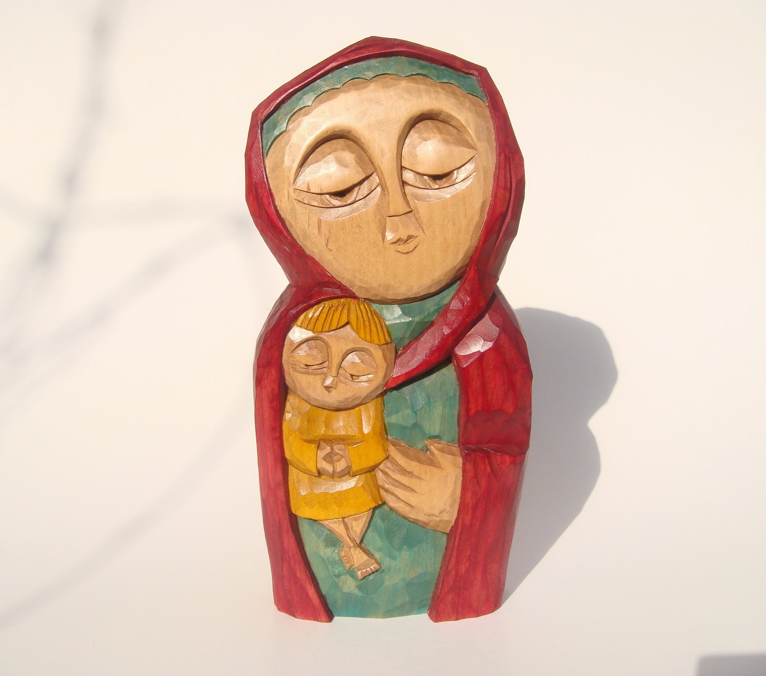 VIRGIN MARY With Jesus Handcrafted Wooden Sculpture - Etsy Australia