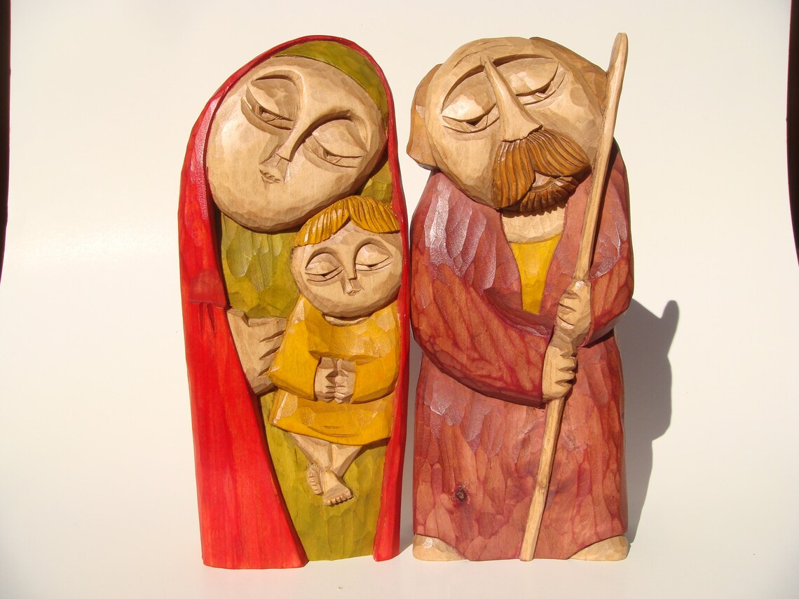 HOLY FAMILY ,virgin Mary,jesus and St.joseph Handcrafted Wooden ...