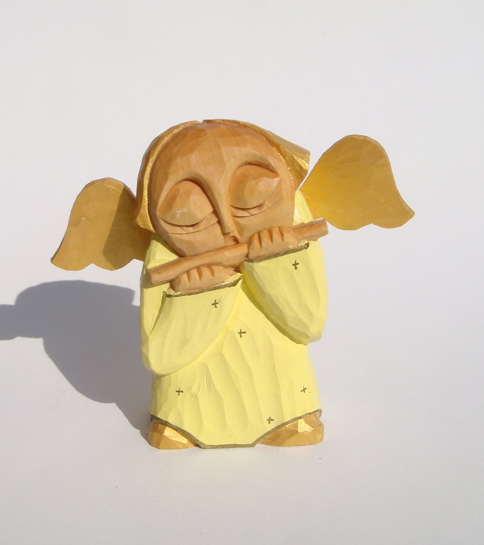 ANGEL Playing the Flute-handcrafted Wooden Skulpture - Etsy