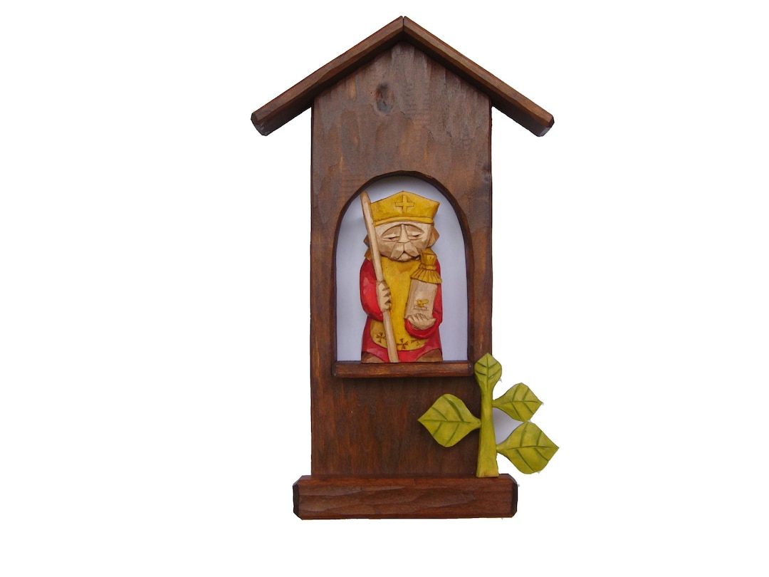 SHRINE With St. AMBROSE Patron Saint of Bees - Handcrafted Wooden ...