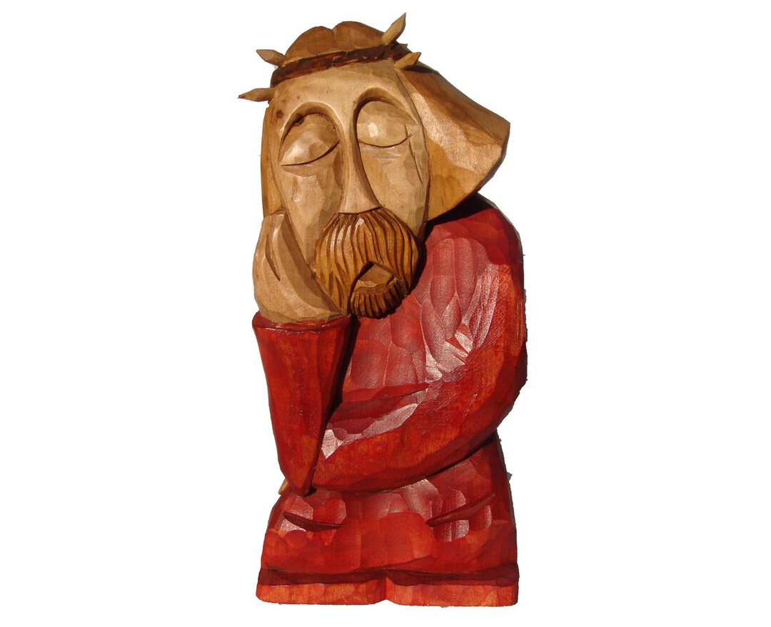 PENSIVE JESUS CHRIST Handcrafted Wooden Sculpture - Etsy