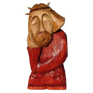 PENSIVE JESUS CHRIST Handcrafted Wooden Sculpture - Etsy