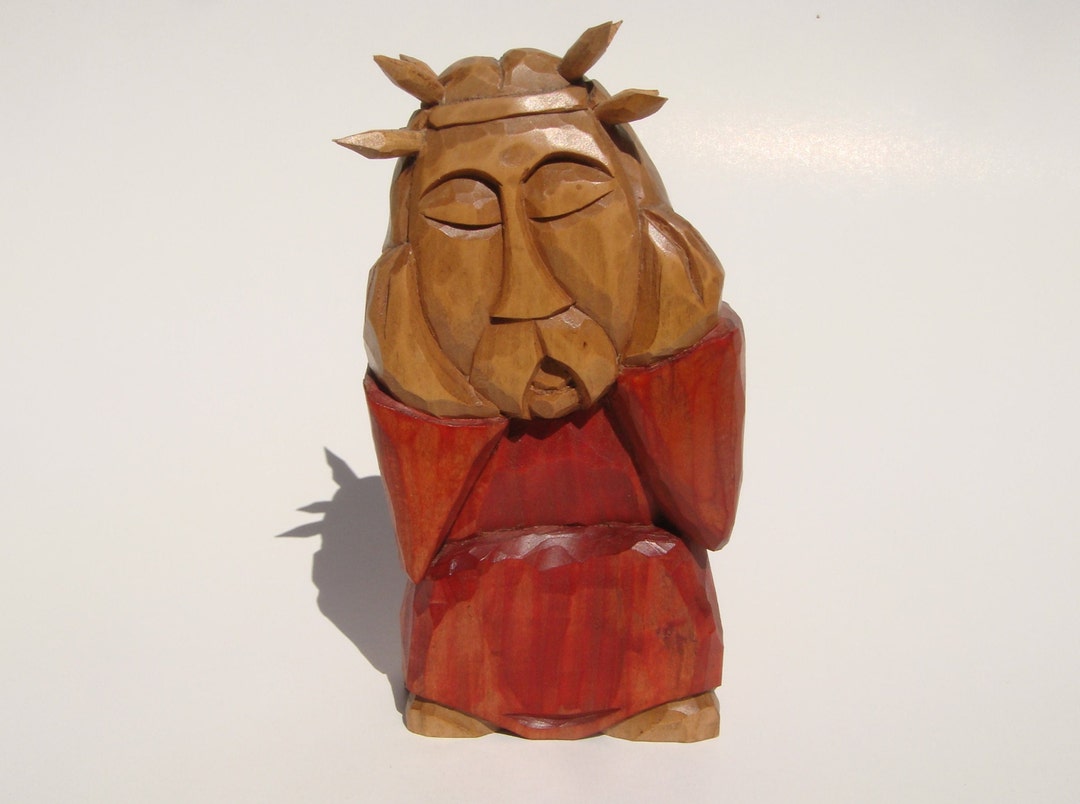 PENSIVE JESUS CHRIST Handcrafted Wooden Sculpture - Etsy