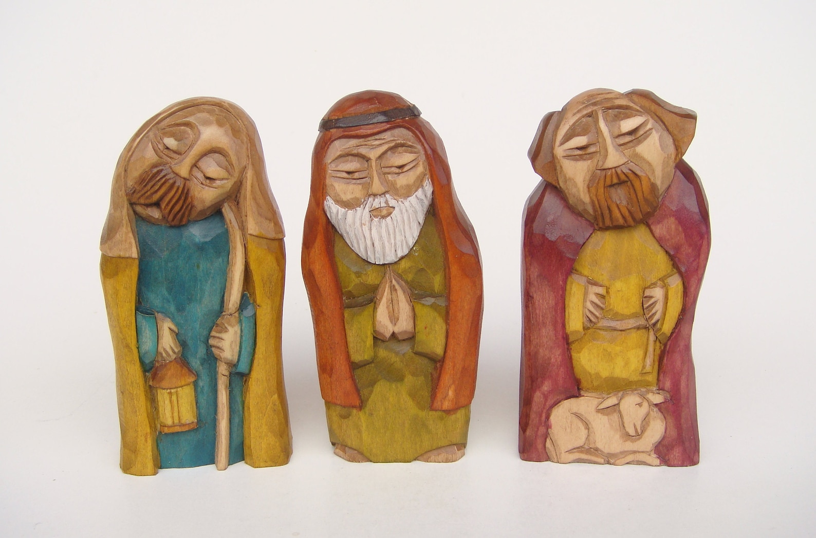 Figures of Shepherds for Christmas Cribs -handcrafted Wooden Sculpture ...