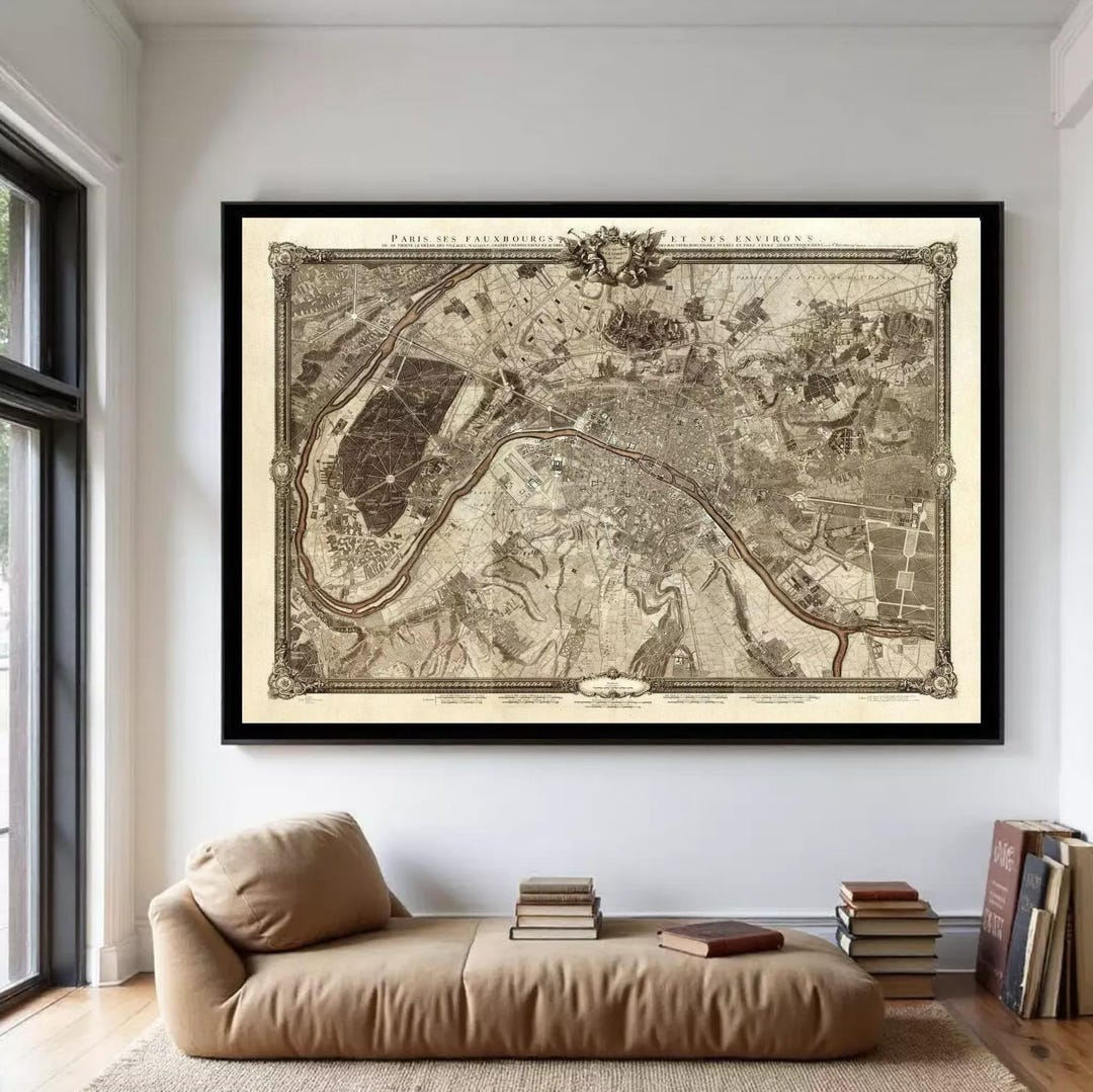 Old Map of Paris 1795 France | Wall Map Print - Etsy