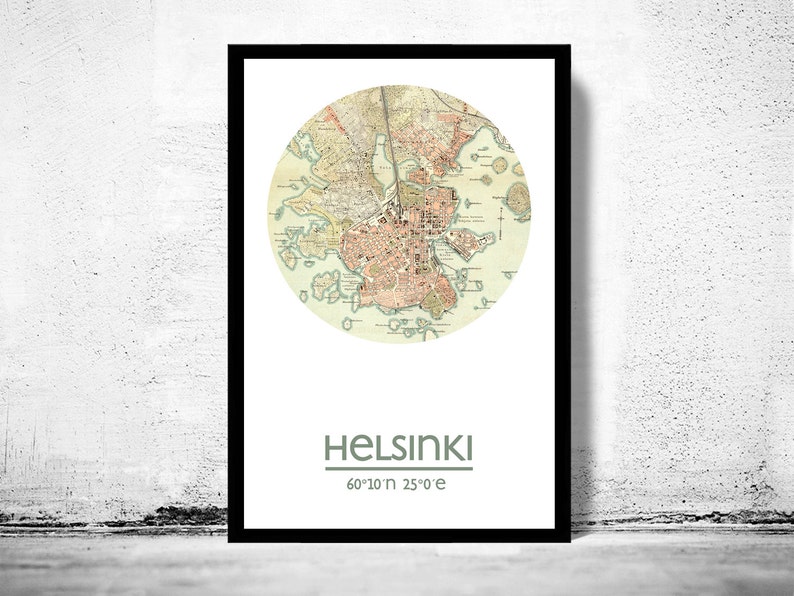 HELSINKI City Poster City Map Poster Print Vintage - Etsy