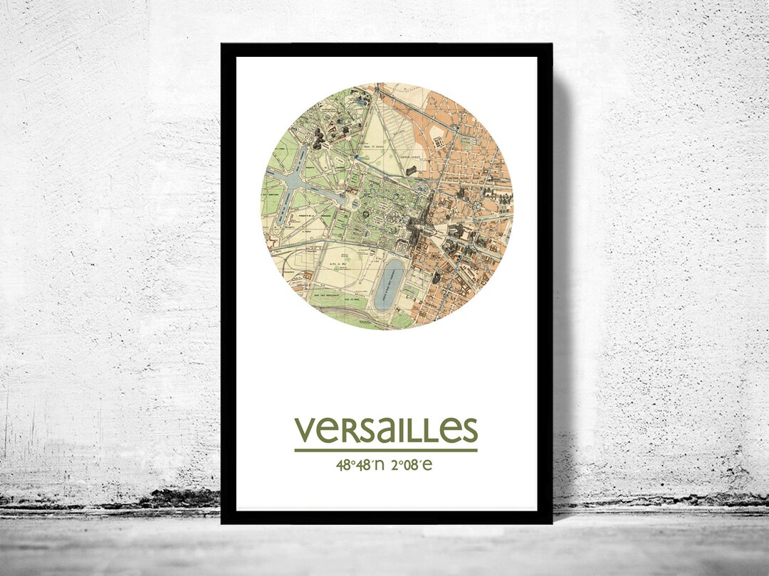 VERSAILLES Stadt Poster Stadtplan Poster drucken Vintage Poster Wand ...
