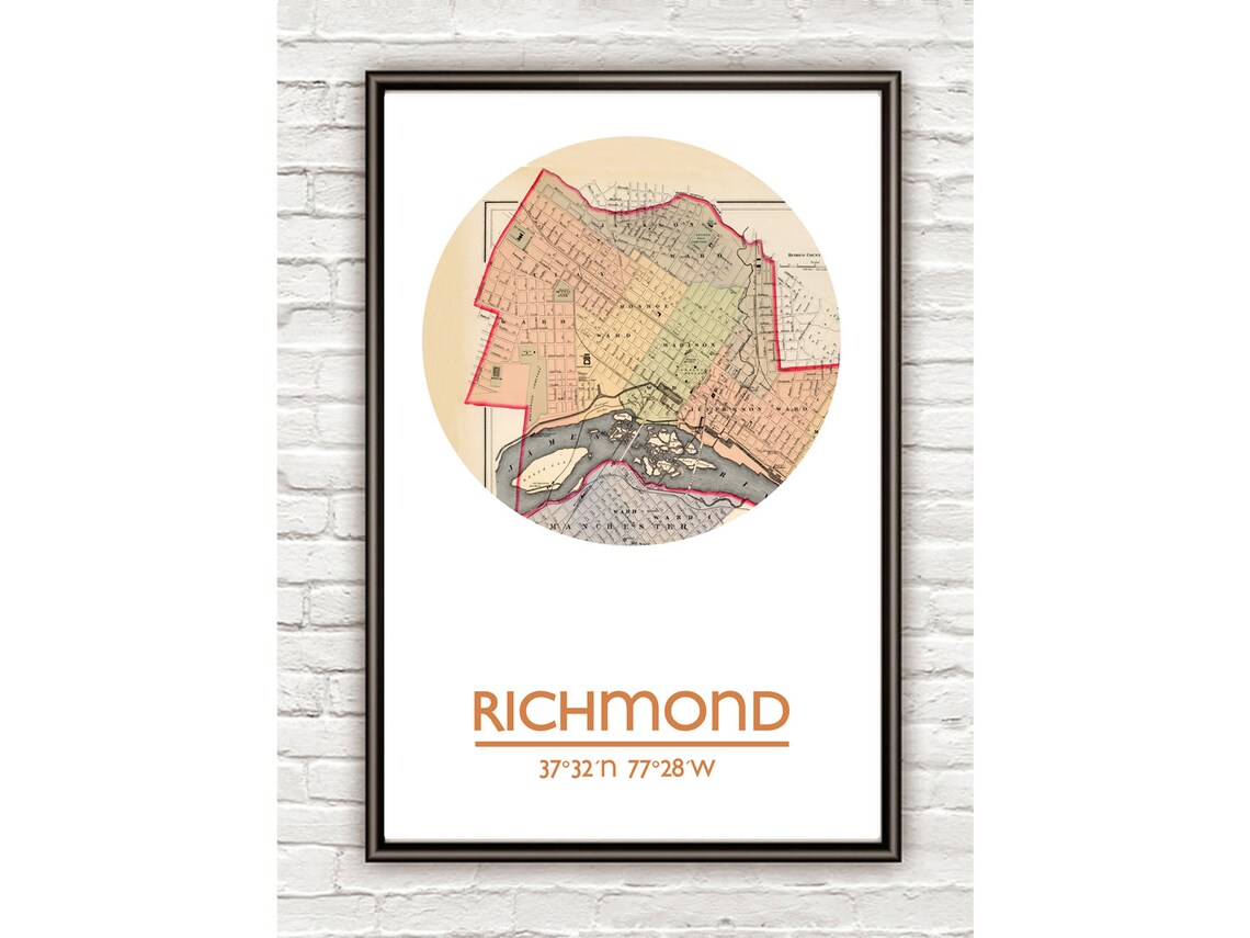 RICHMOND VA City Poster City Map Poster Print Vintage - Etsy