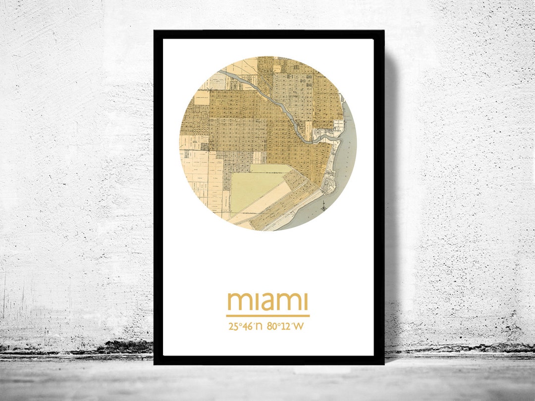 MIAMI City Map Poster Print, Travel Prints, Housewarming Gift, Gifts ...
