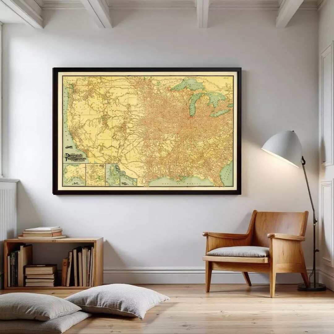 Vintage Railway Guide Map of United States America 1907 Old Railway ...
