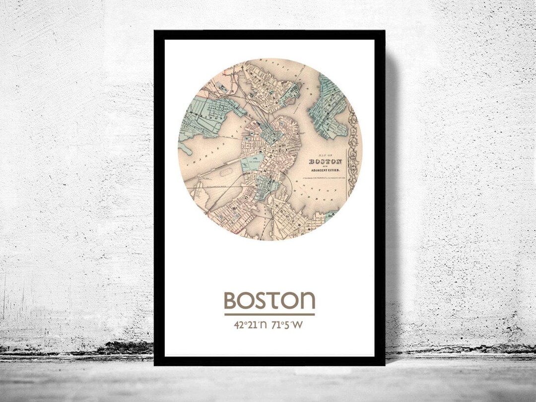 BOSTON City Poster, Travel Poster, Living Room Wall Art Decor, City ...