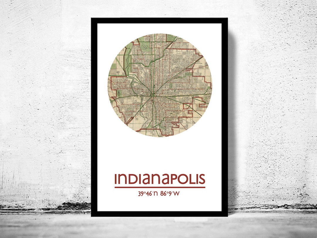 INDIANAPOLIS City Poster City Map Poster Print Vintage - Etsy