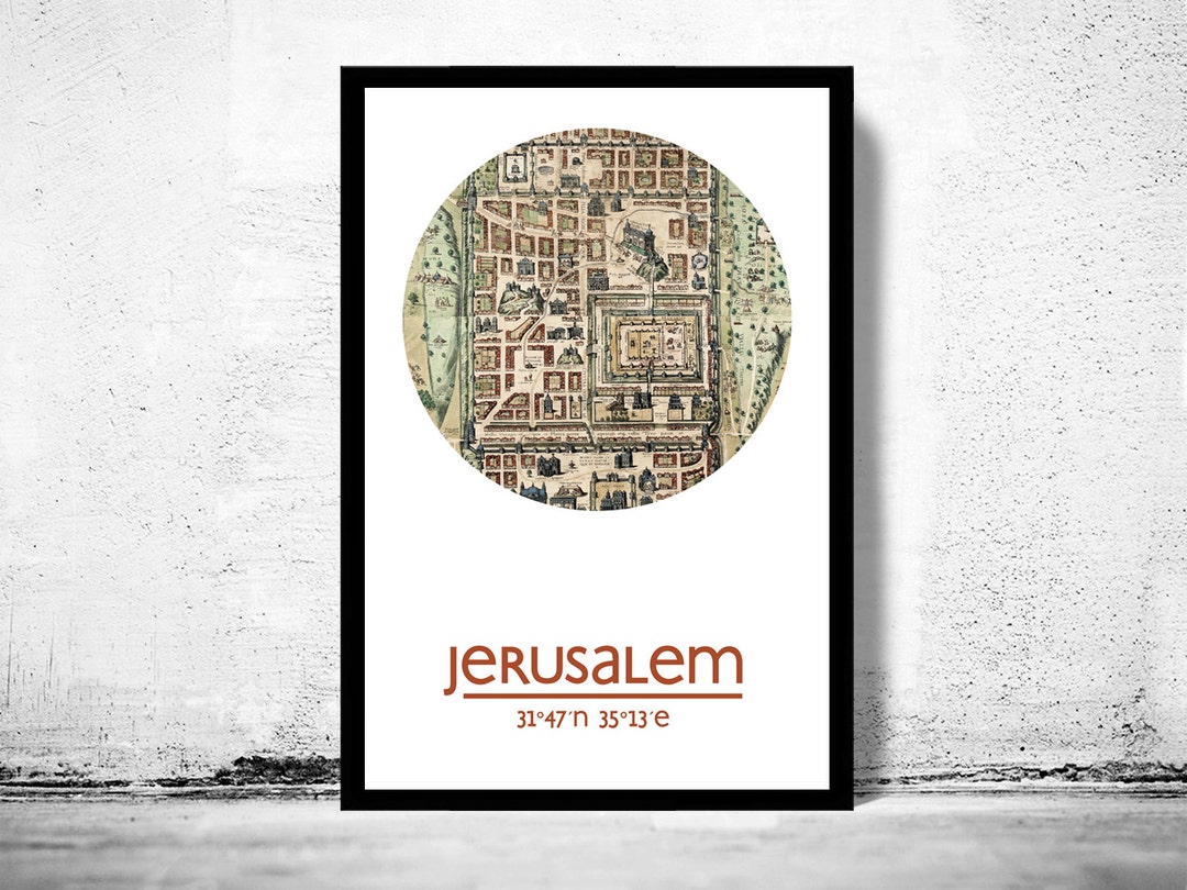 JERUSALEM City Map Poster Print, Travel Prints, Housewarming Gift ...