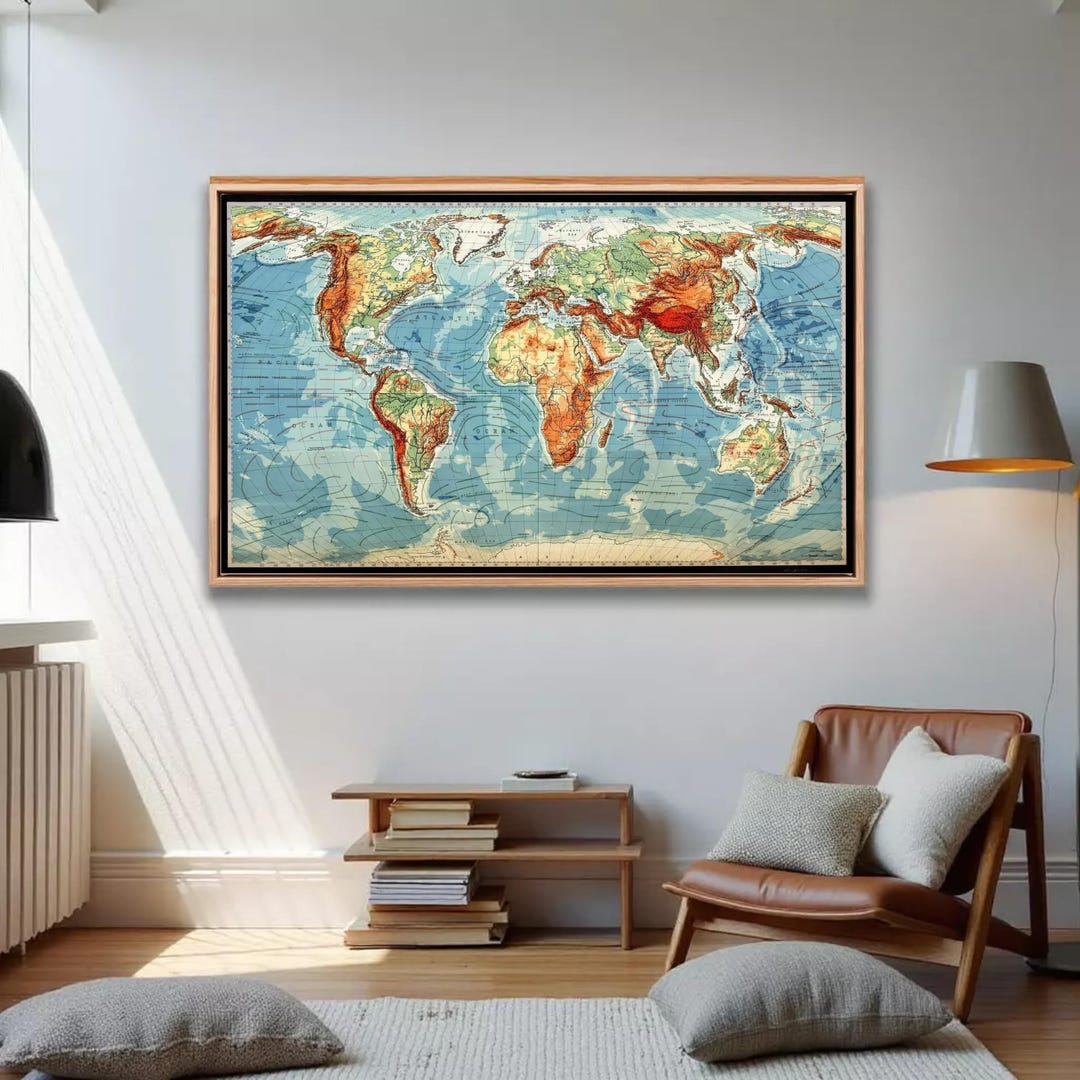 1950s World Map Print | Vintage Atlas, Mercator Projection - Etsy
