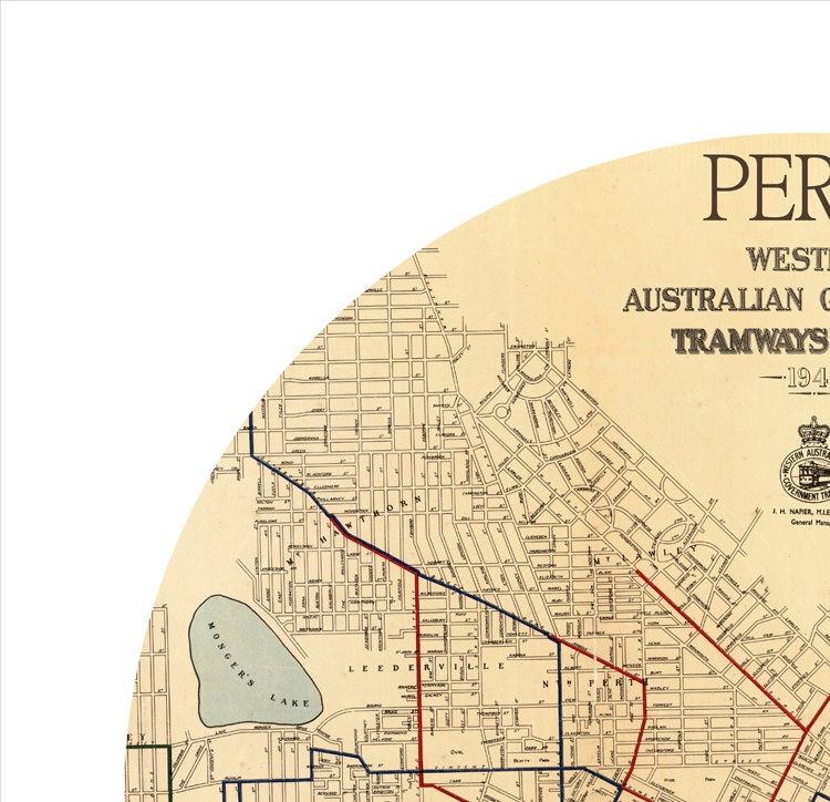 PERTH - city poster - city map poster print | Vintage Poster Wall Art ...
