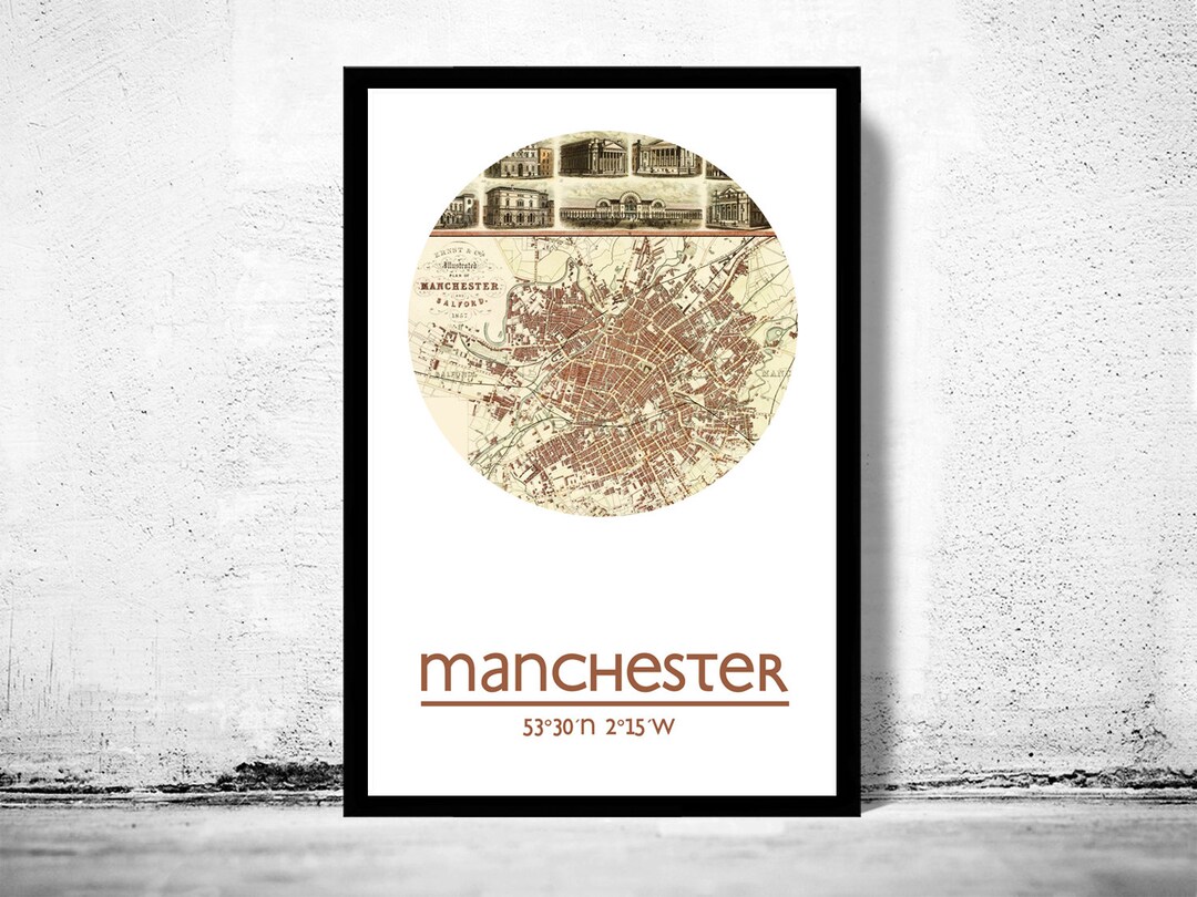 MANCHESTER City Map Poster Print, Travel Prints, Housewarming Gift ...