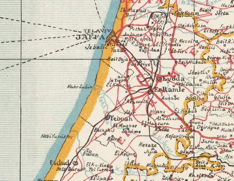 Vintage Map of Palestine 1942 Old Map of Palestine | Wall Map Print ...