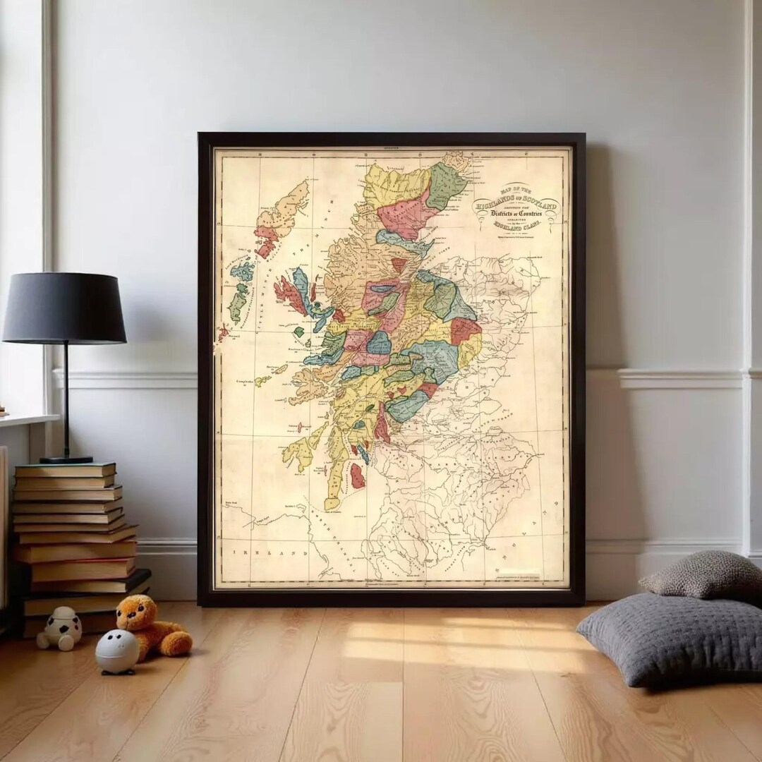Scottish Highlands Map Print | 1822 Clans of Scotland - Etsy