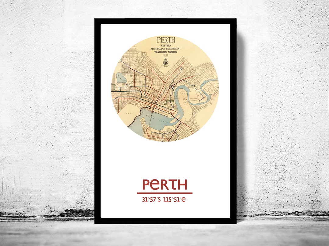 PERTH City Poster City Map Poster Print Vintage Poster - Etsy