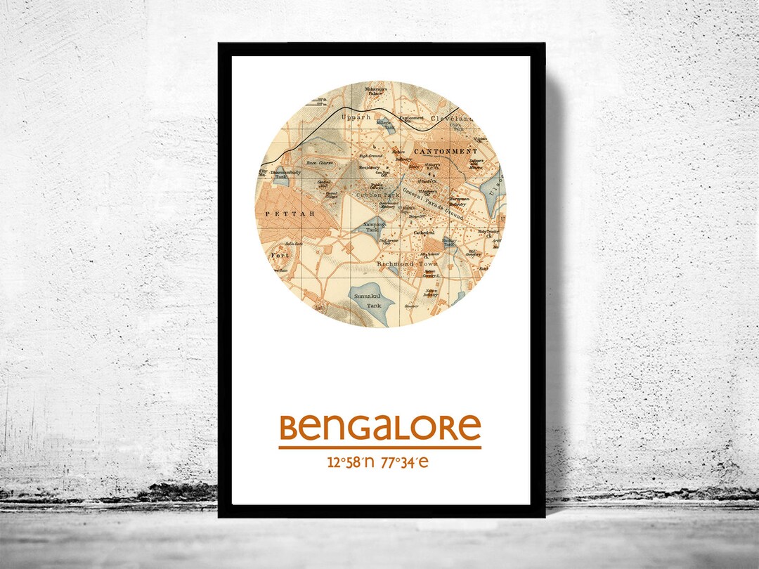 BENGALORE City Map Poster Print, Travel Prints, Housewarming Gift ...