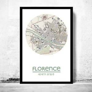 FLORENCE City Poster City Map Poster Print Vintage - Etsy